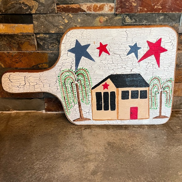 Primitive | Wall Decor | Cutting Board Red White Blue Stars House ...
